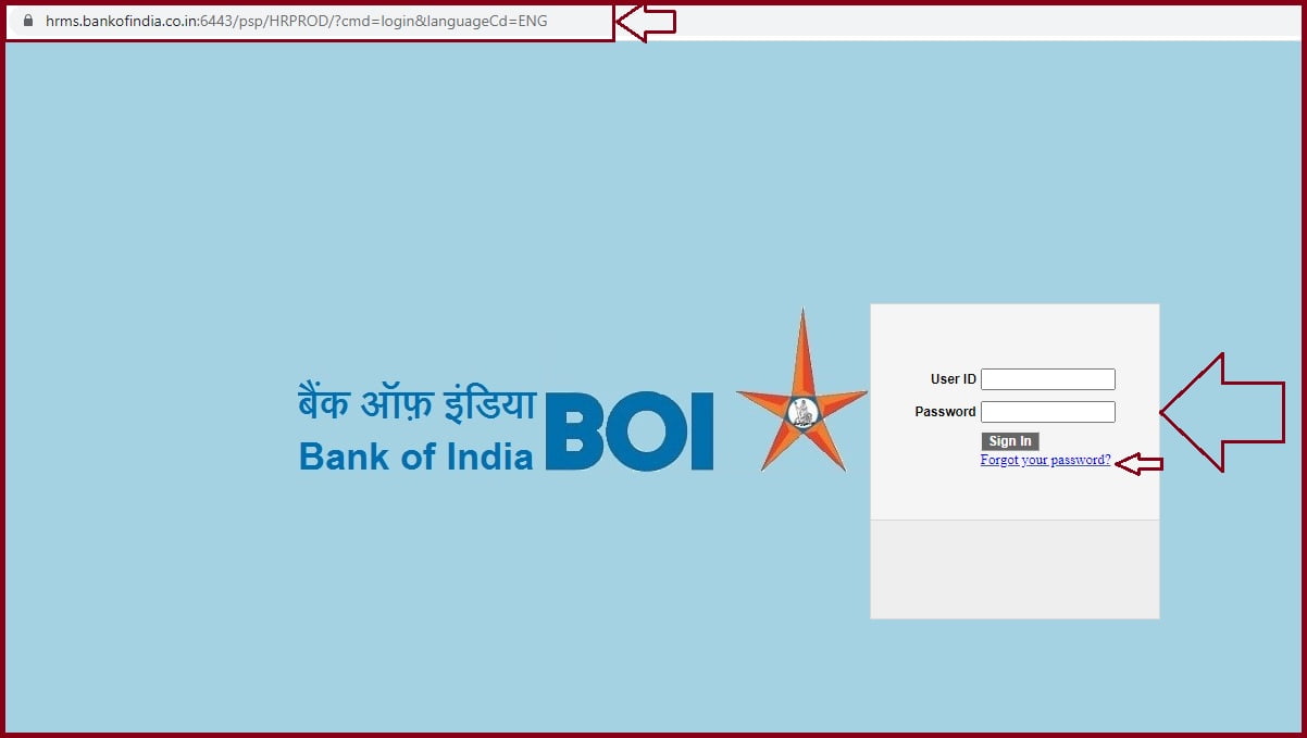 BOI HRMS Bank of India Employee ESS Login, BOI Salary Slip Download